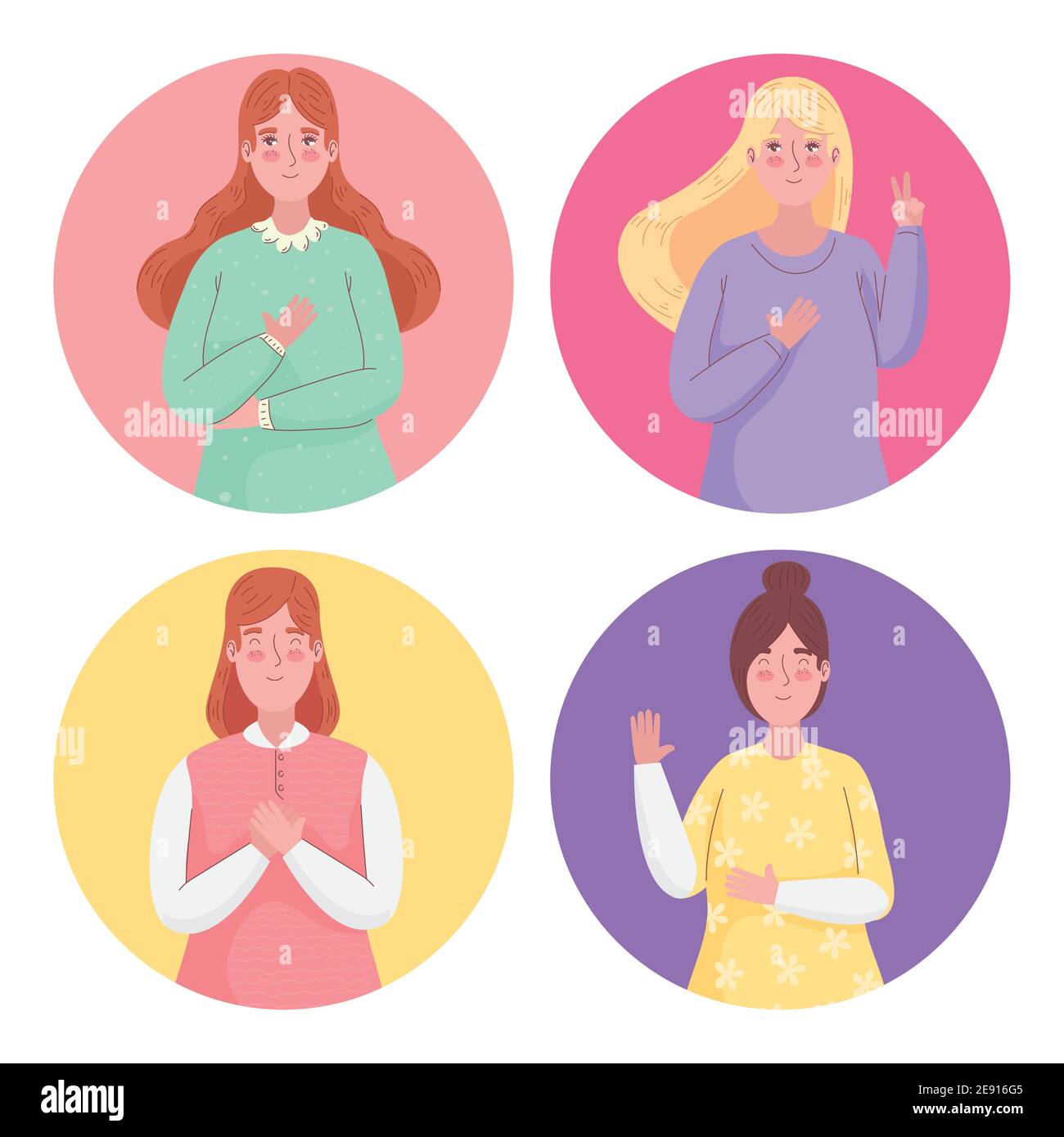 group of four girls avatars characters Stock Vector Image & Art - Alamy