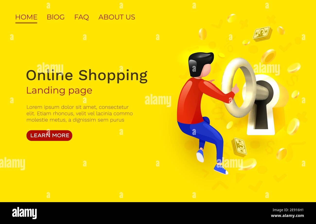 Open the lock, landing page website, app service password. Vector ...