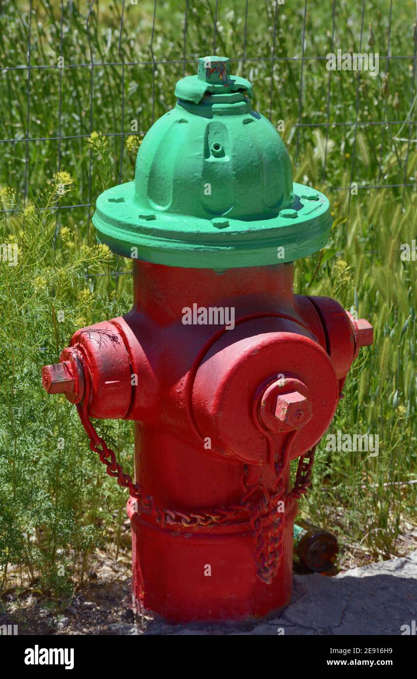 A colorfully-painted fire hydrant in Jacksonville, Oregon Stock Photo ...