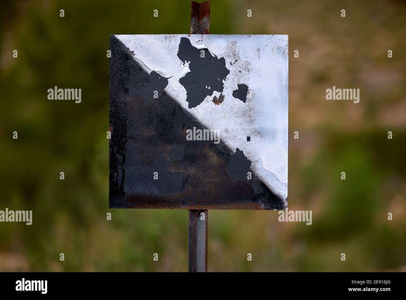 detail of a private hunting ground sign with a square shape and a black ...