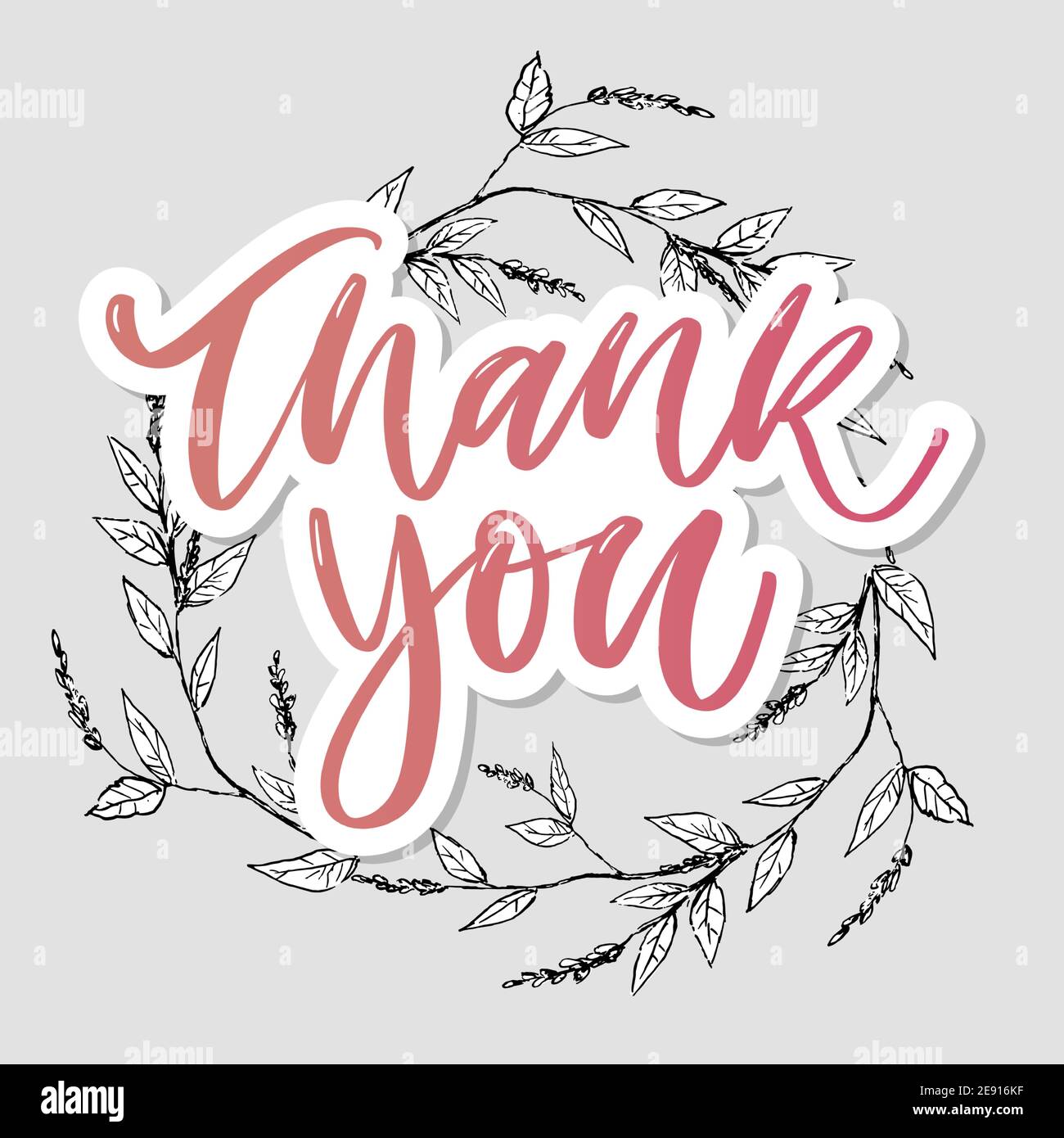 Cute Thank You Script Card Stock Vector Image & Art - Alamy