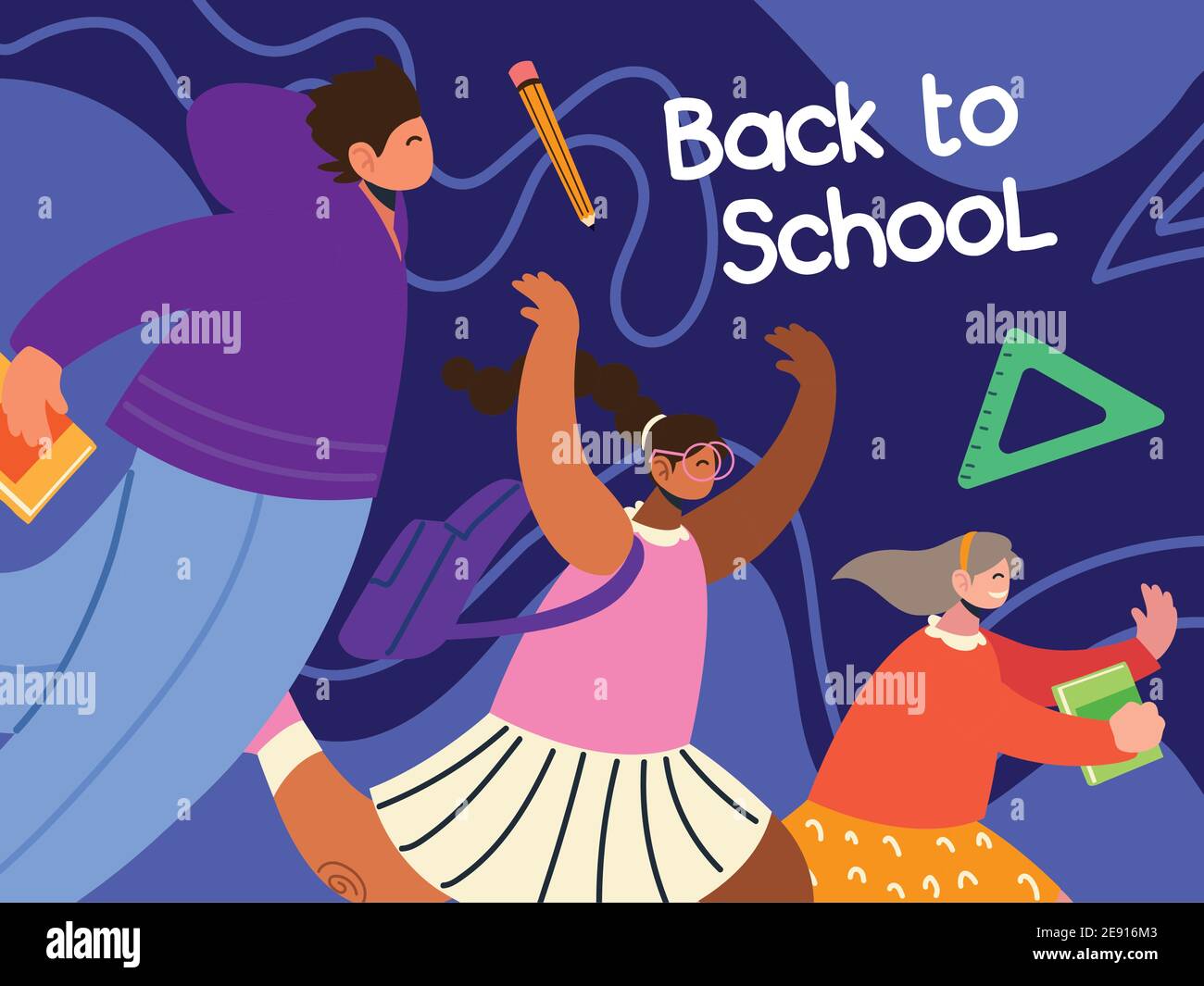 Elementary School Students Running Stock Vector Images - Alamy