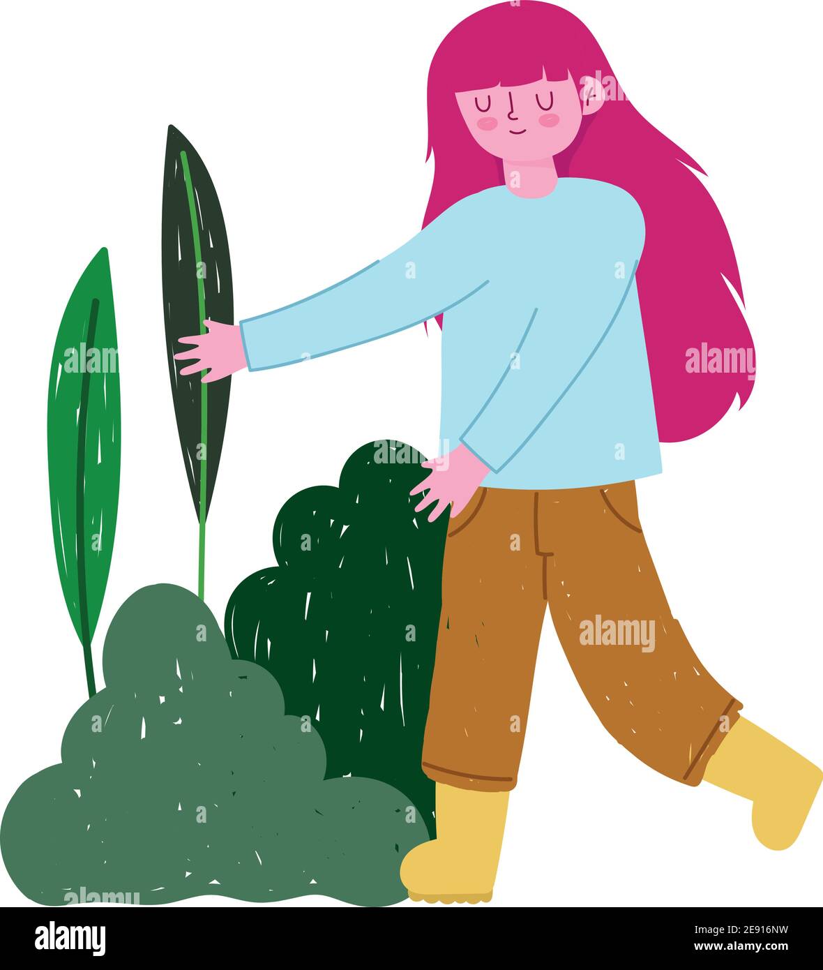 cute girl walking in the park cartoon vector illustration Stock Vector ...