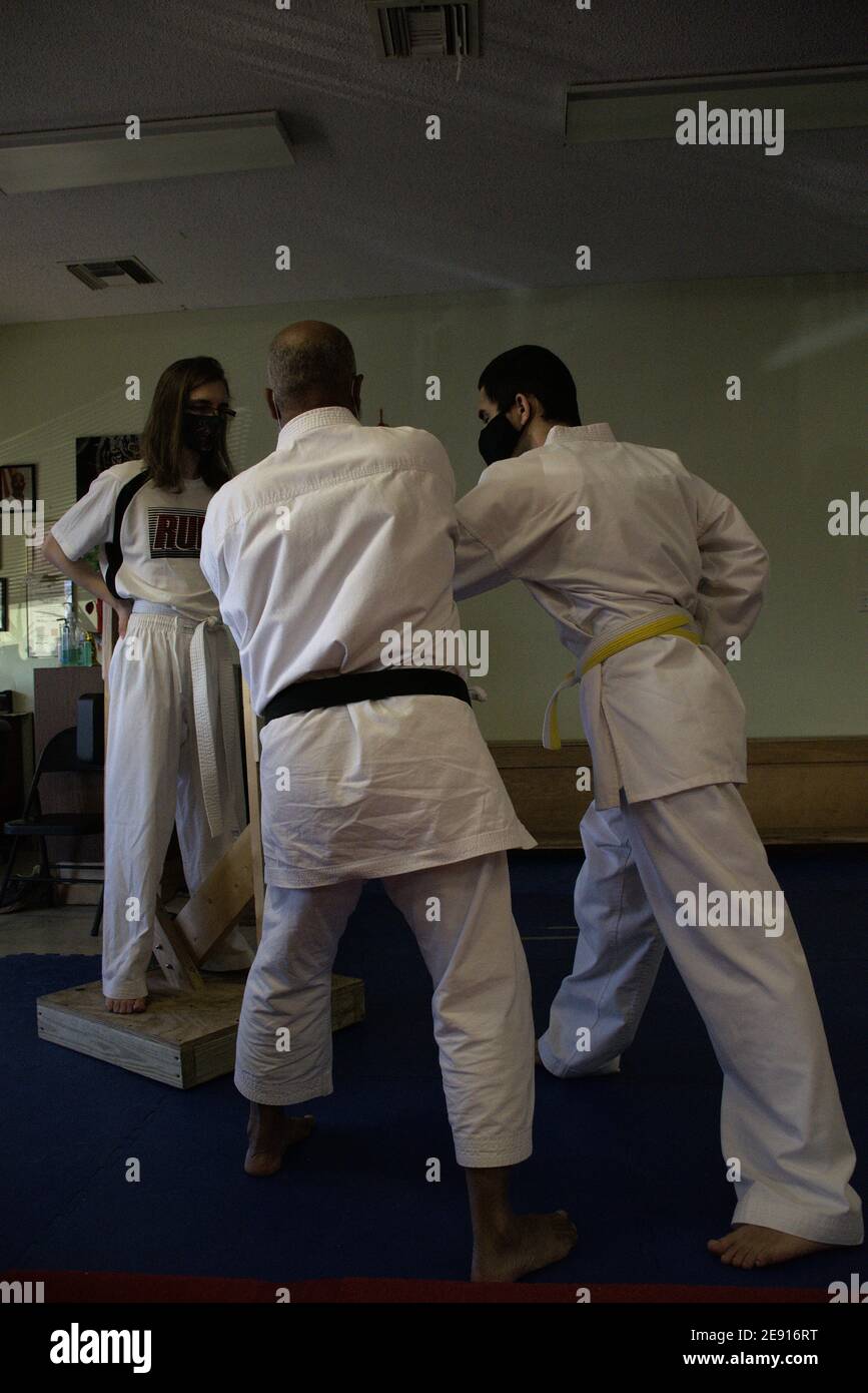 This action photo is of my son and his classmates in a Karate class ...