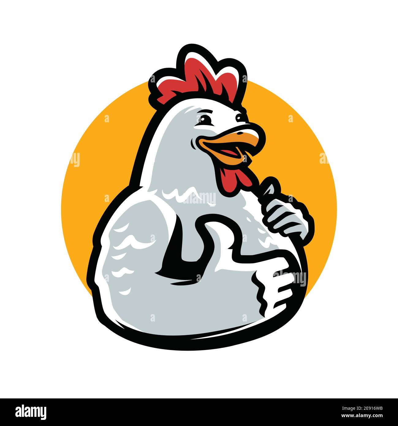 Cartoon chicken, rooster giving thumb up. Poultry farm emblem vector ...