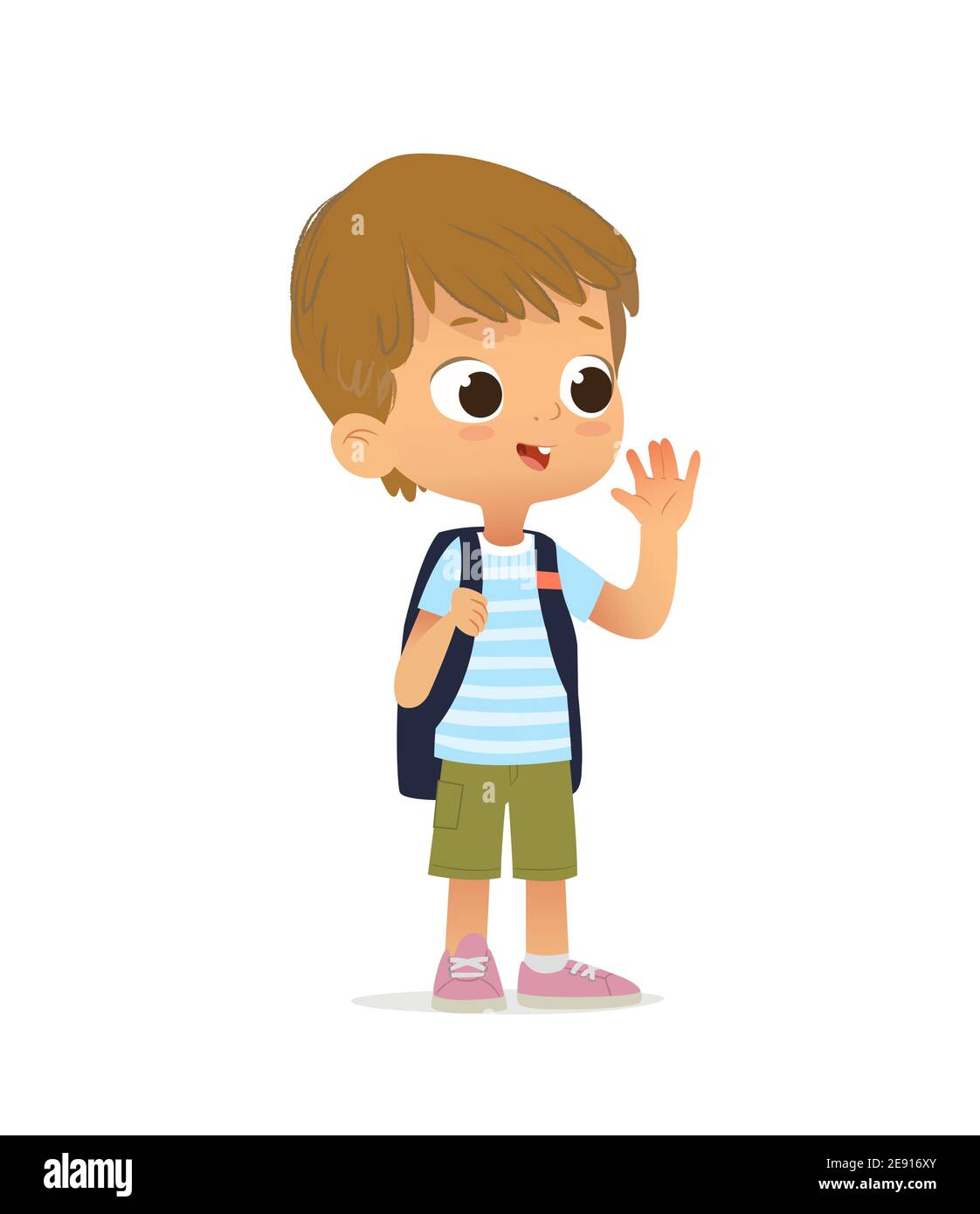 Smiling Blond Boy Greeting Waving Hand and Saying Hi Stock Vector Image ...