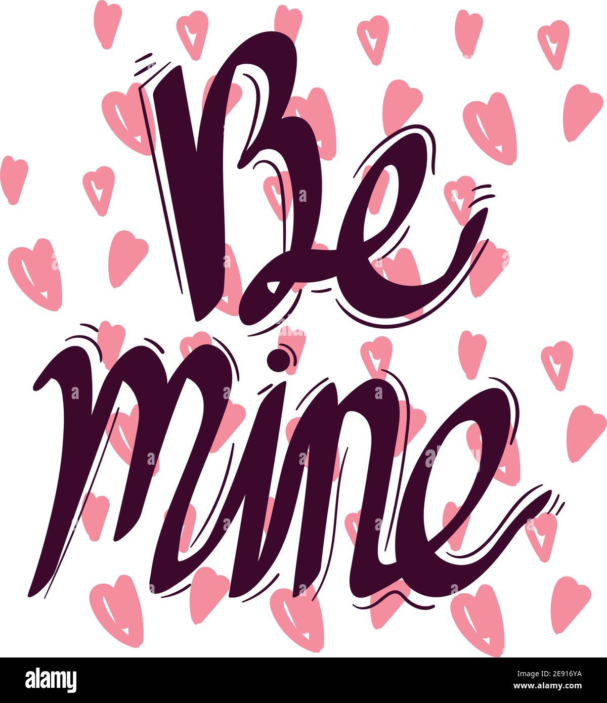 be mine lettering card with hearts pattern Stock Vector Image & Art - Alamy