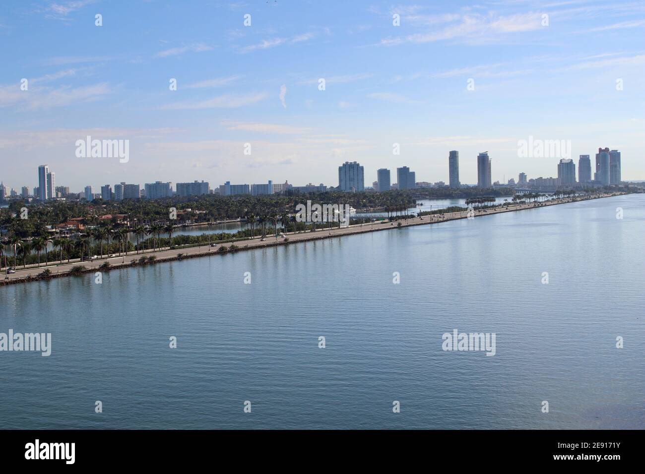 Highway and high-rise buildings near port of Miami, Florida, USA Stock ...