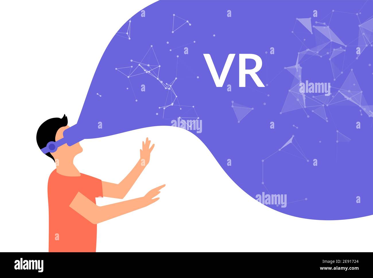 VR vector reality illustration. Virtual reality vector flat concept ...
