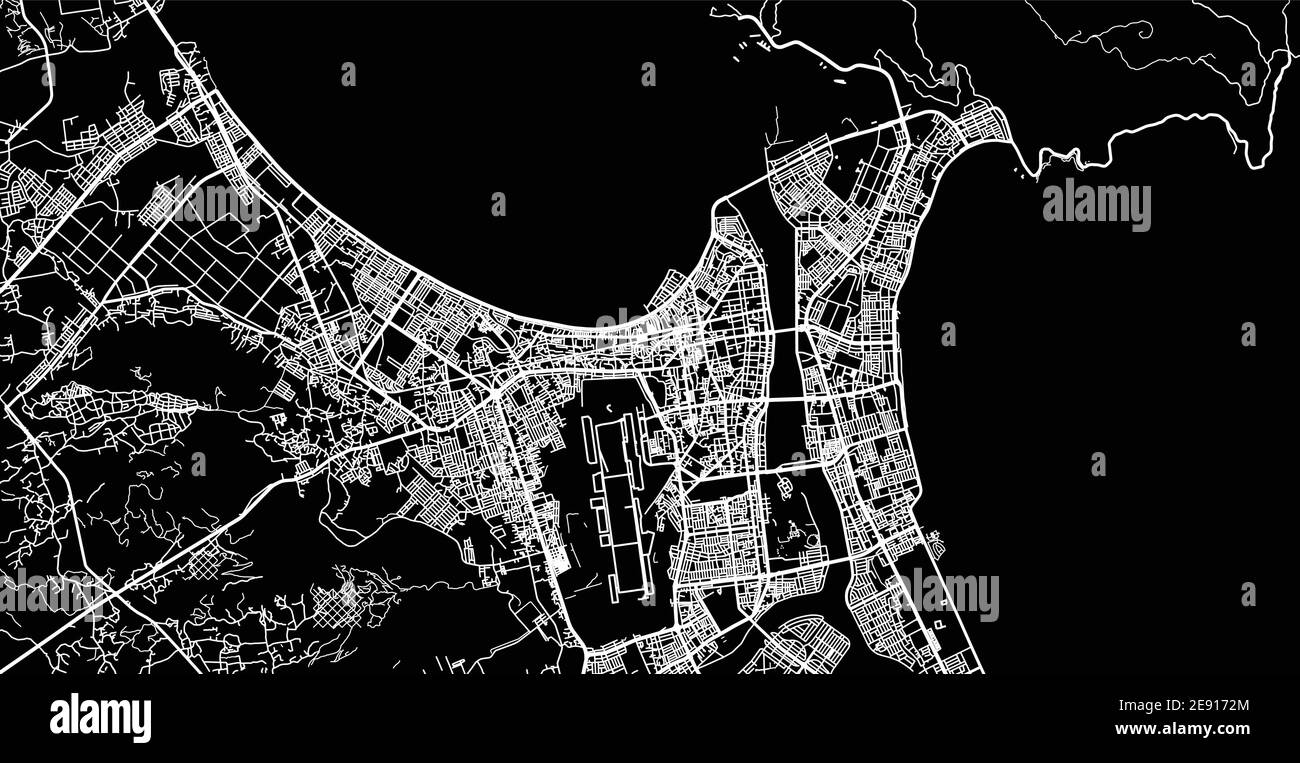 Vector aerial city road map of Da Nang, Vietnam Stock Vector Image ...