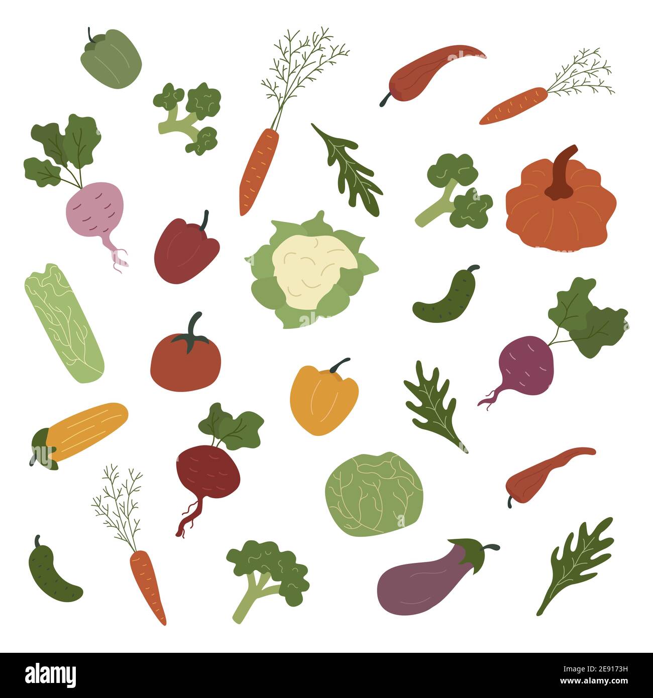 Set of vegetables. Fresh organic vegetable in cartoon style vector ...