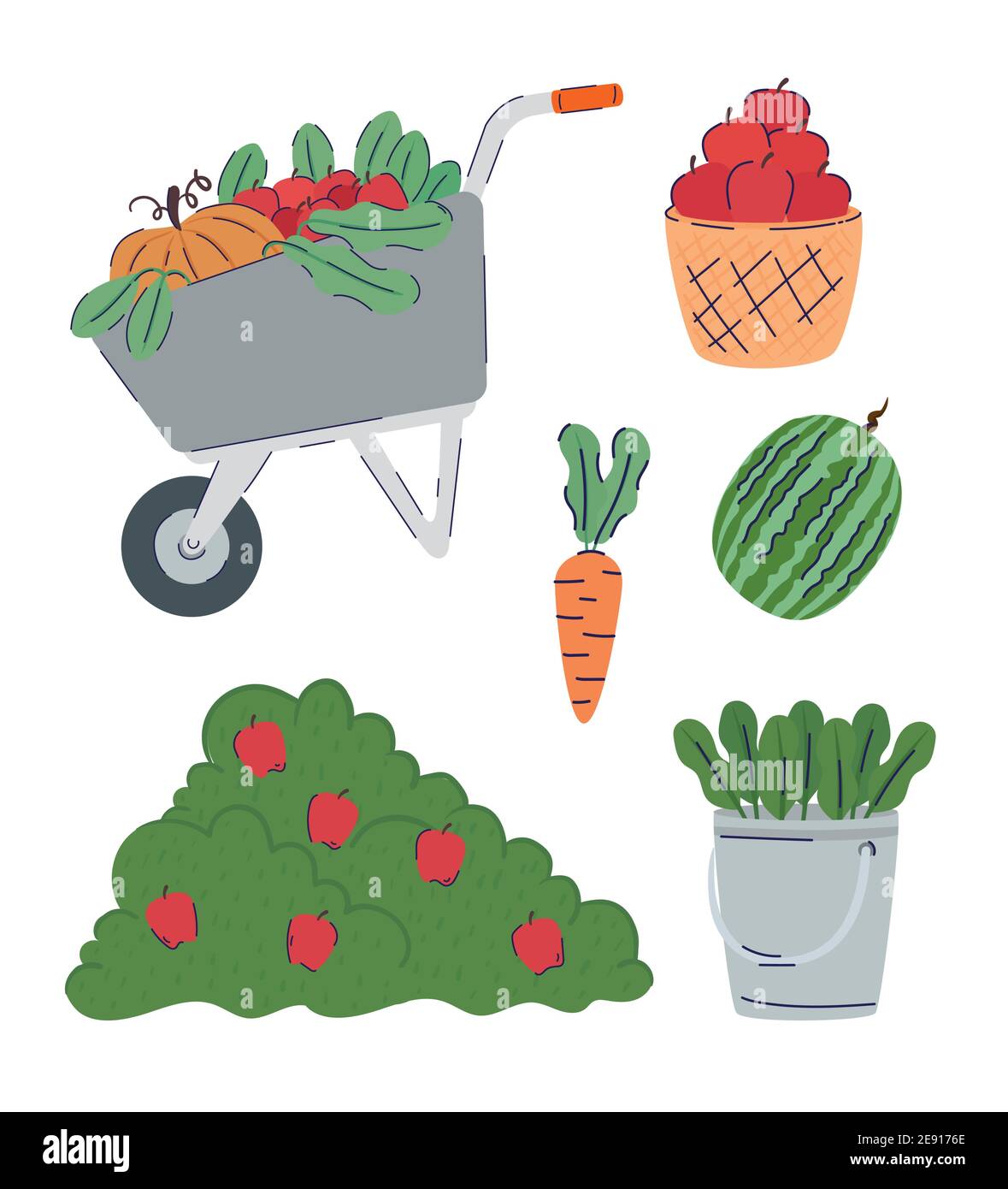 bundle of fruits and vegetables farm products Stock Vector Image & Art ...