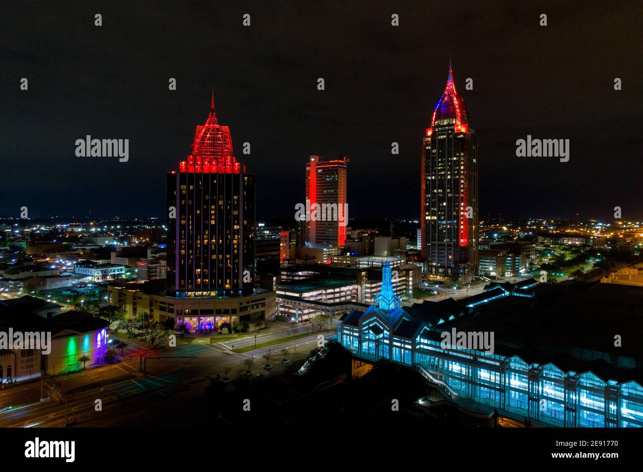 Downtown Mobile at night Stock Photo - Alamy