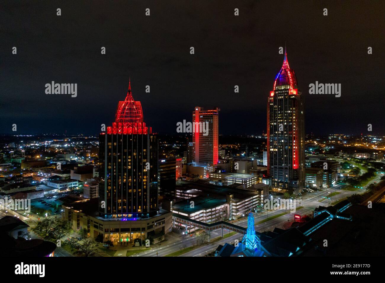 Downtown Mobile at night Stock Photo - Alamy