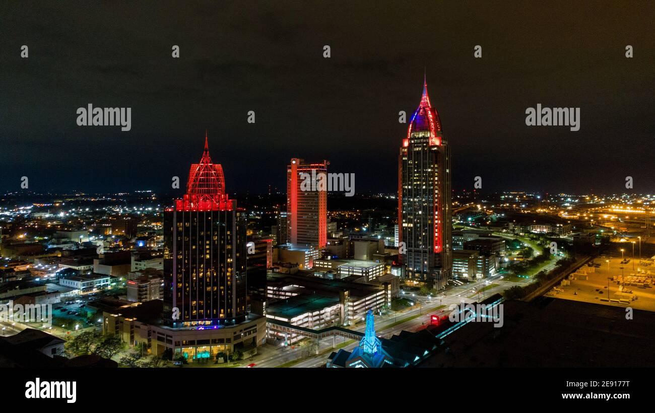 Downtown Mobile at night Stock Photo - Alamy