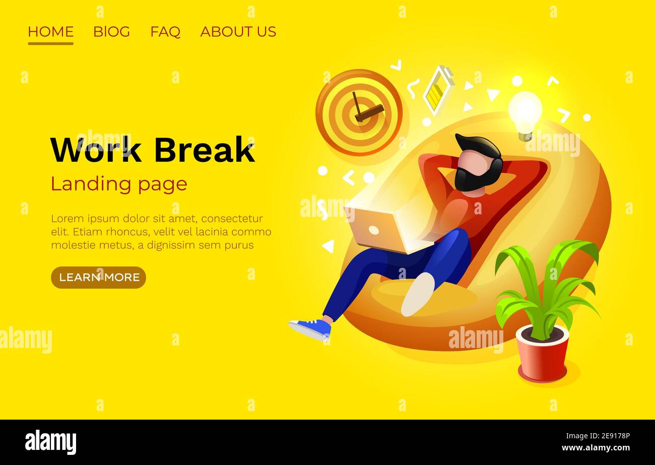 Work Break office room, landing page website, developer freelancer ...