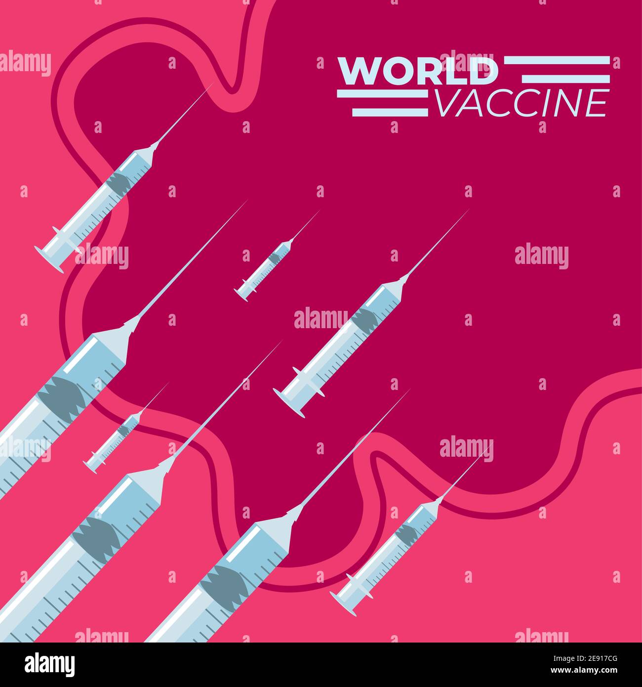 plastic medical syringes with needle, world vaccine vector illustration ...