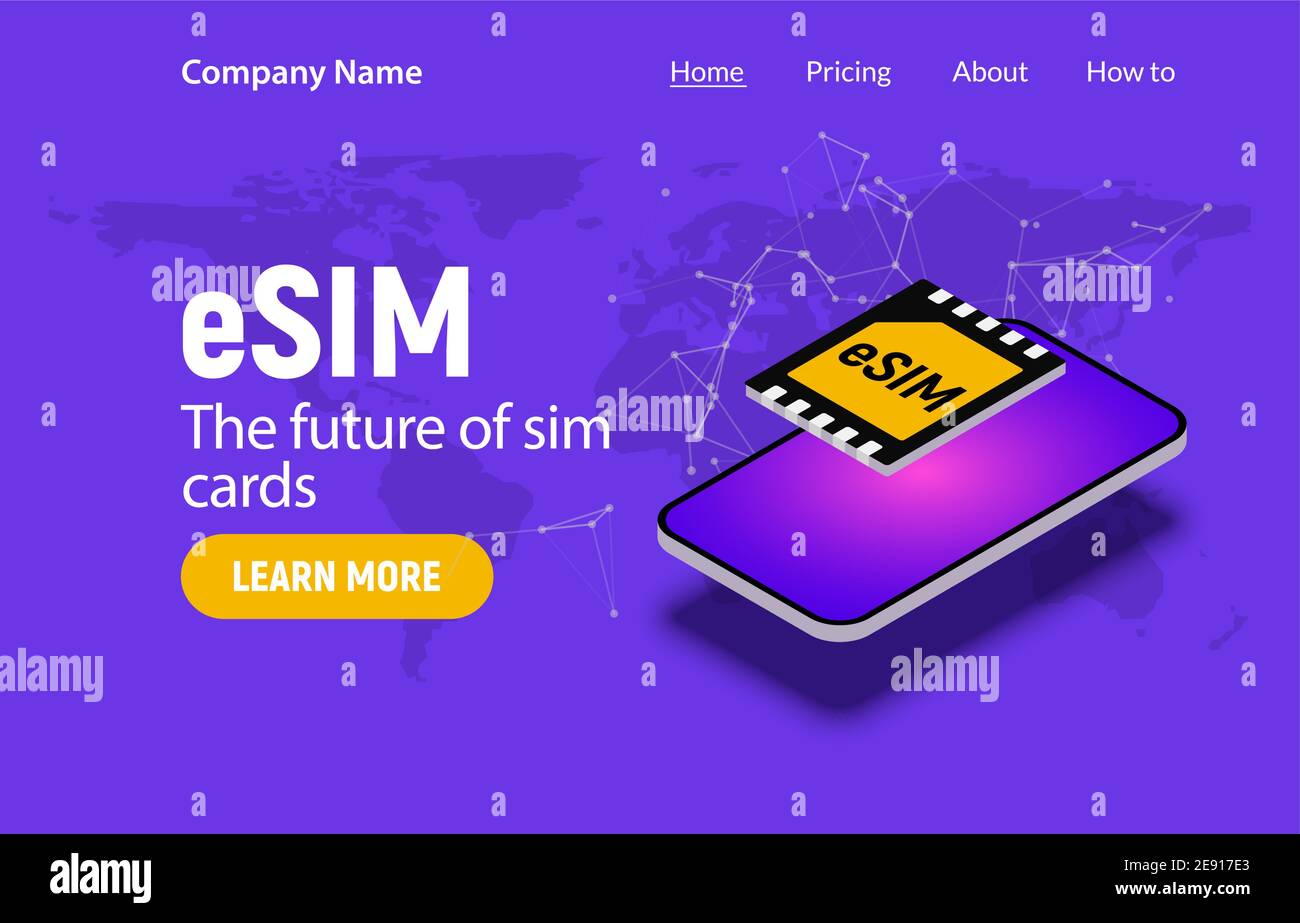 Esim chip card concept icon. Embedded sim card cellular mobile ...