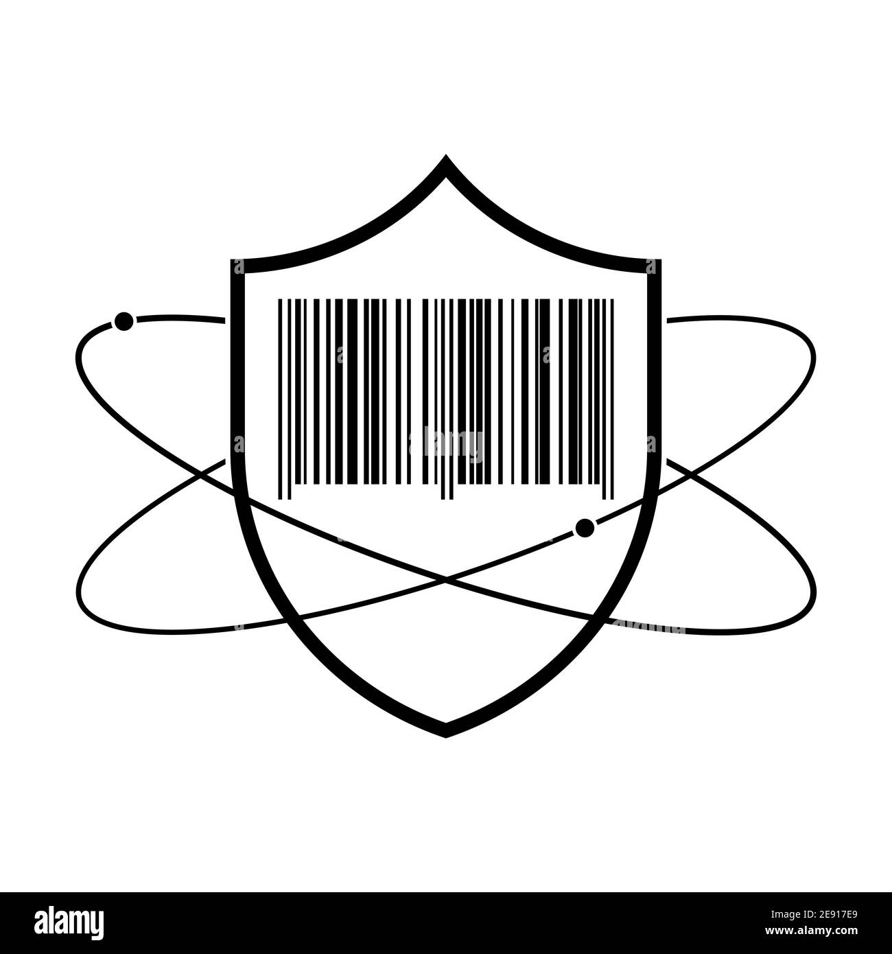 Shield with barcode icon. Linear shield icon. Vector illustration ...