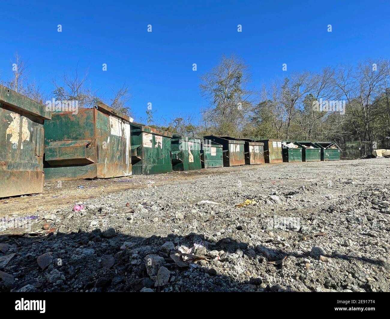 Burke County, Ga USA - 01 28 21: A rural county public waste trash dump ...