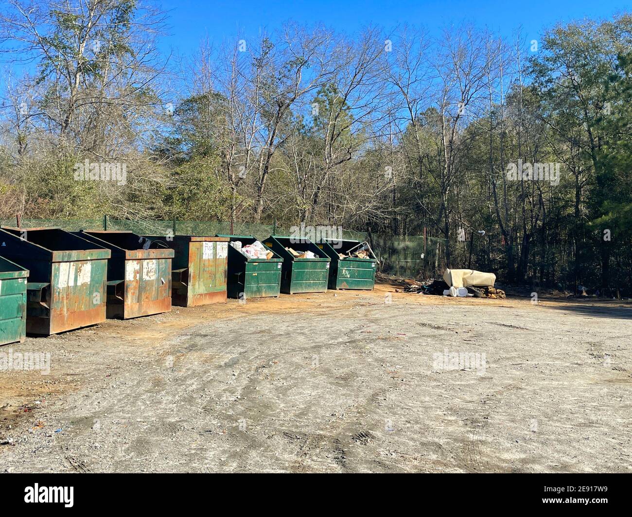Burke County, Ga USA - 01 28 21: A rural county public waste trash dump ...