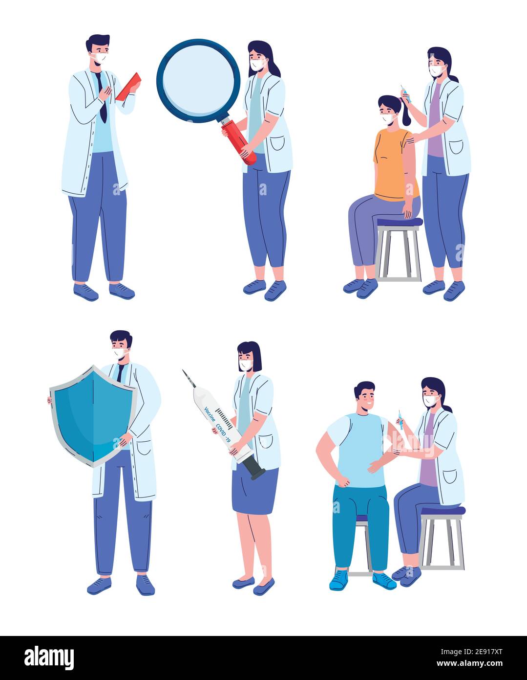 doctors staff with covid19 vaccination campaign characters Stock Vector ...