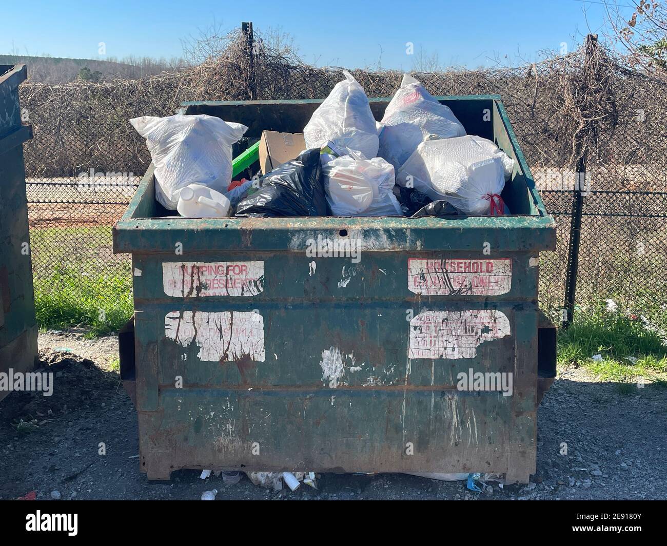 Burke County, Ga USA - 01 28 21: A rural county public waste trash dump ...