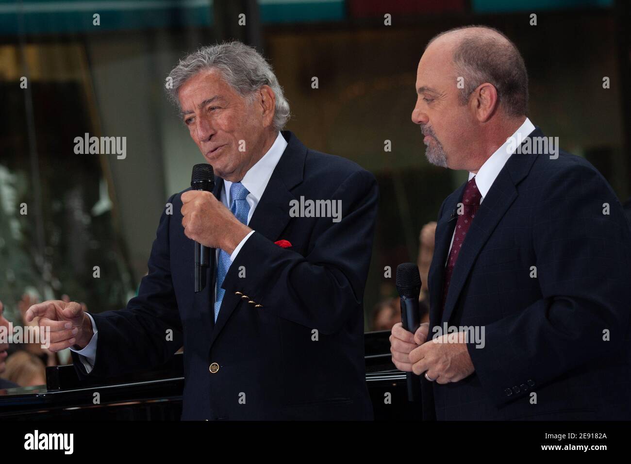 Singers Tony Bennett (L) and Billy Joel (R) perform on the NBC Today ...