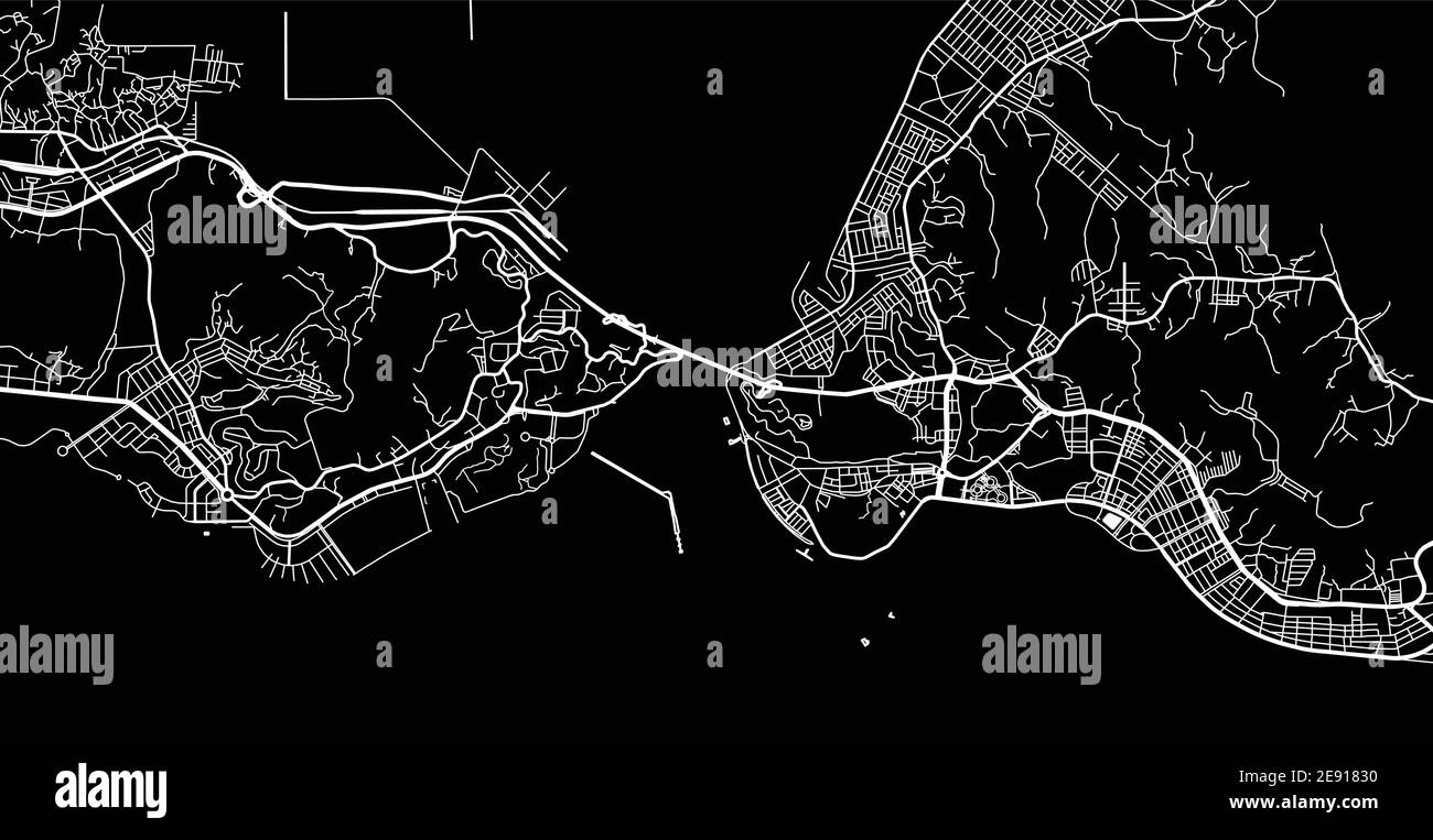 Vector aerial city road map of Ha Long, Vietnam Stock Vector Image ...