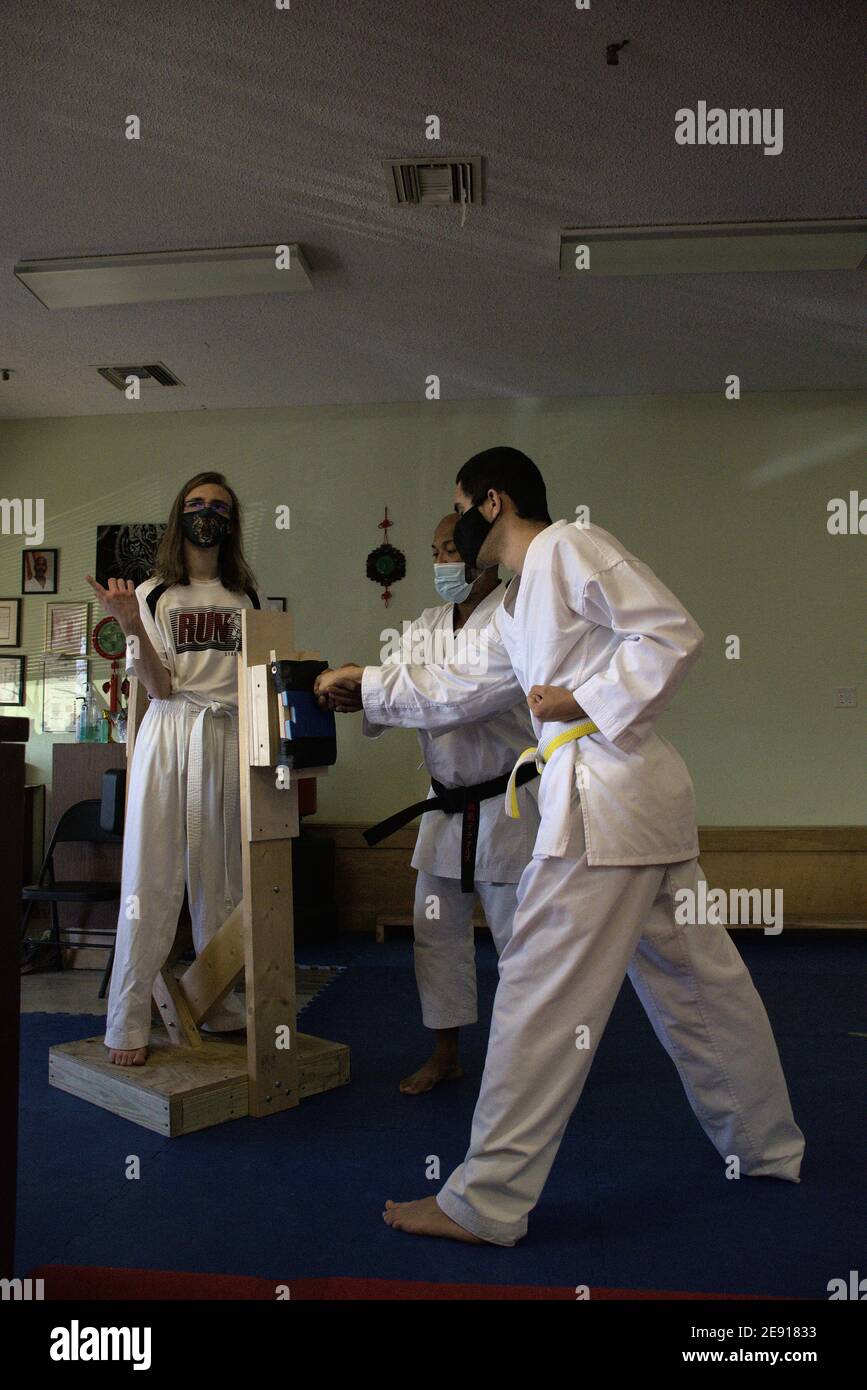This action photo is of my son and his classmates in a Karate class ...