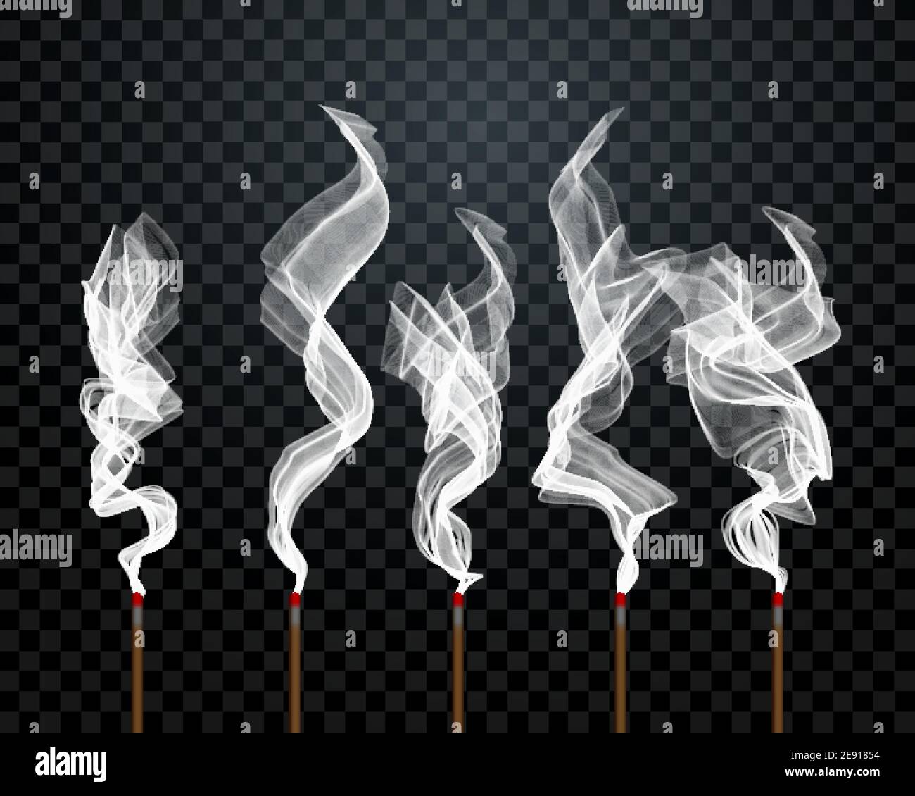 Aroma sticks smoke vector background on transparent. Wood stick scent ...
