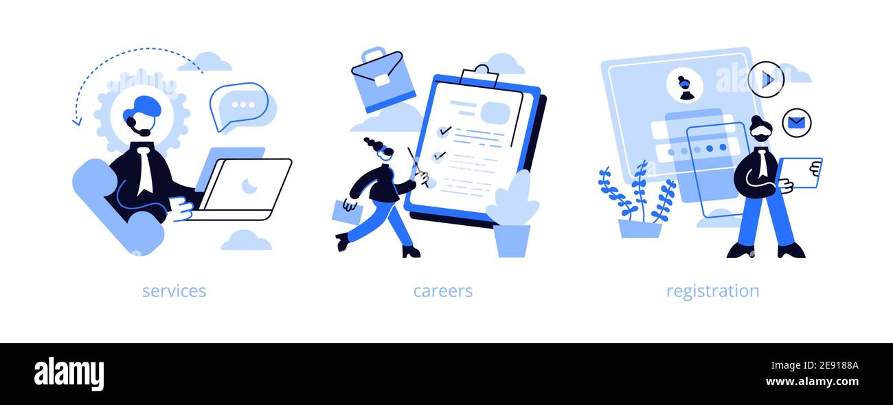 Corporate website abstract concept vector illustration set. Service ...