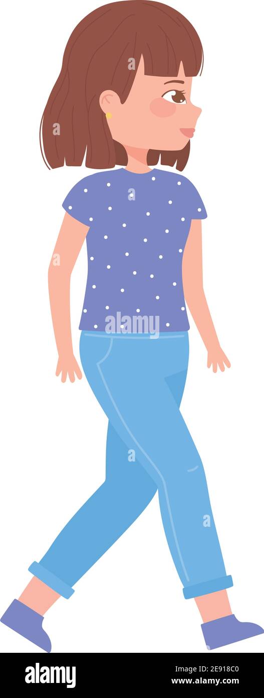 woman character walking cartoon female white background vector ...