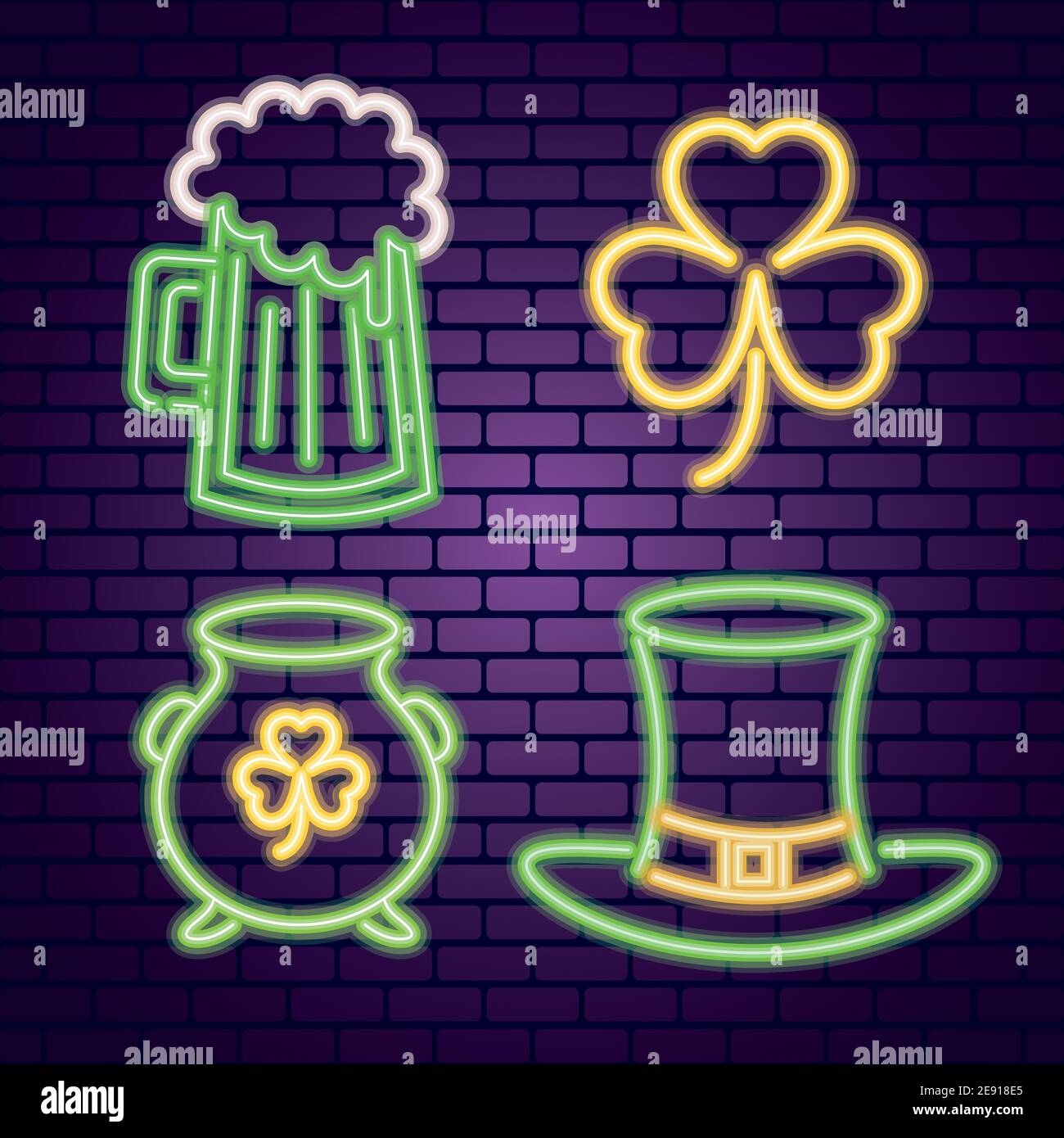 bundle of four saint patricks day neon lights Stock Vector Image & Art ...