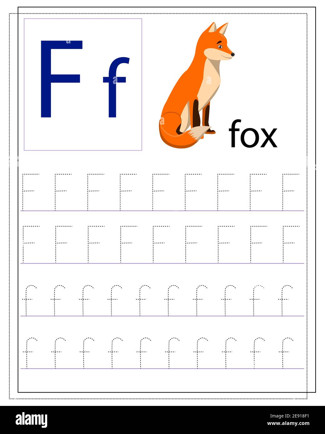 A worksheet for children with the letter F to learn the English ...