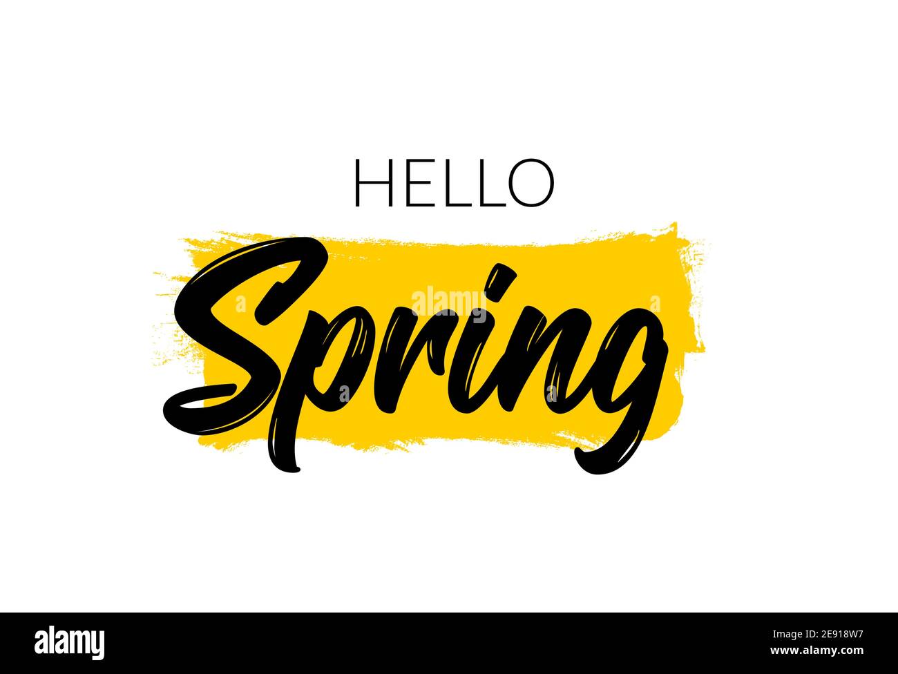 Hello spring hand written type banner. Hello Spring typography word ...