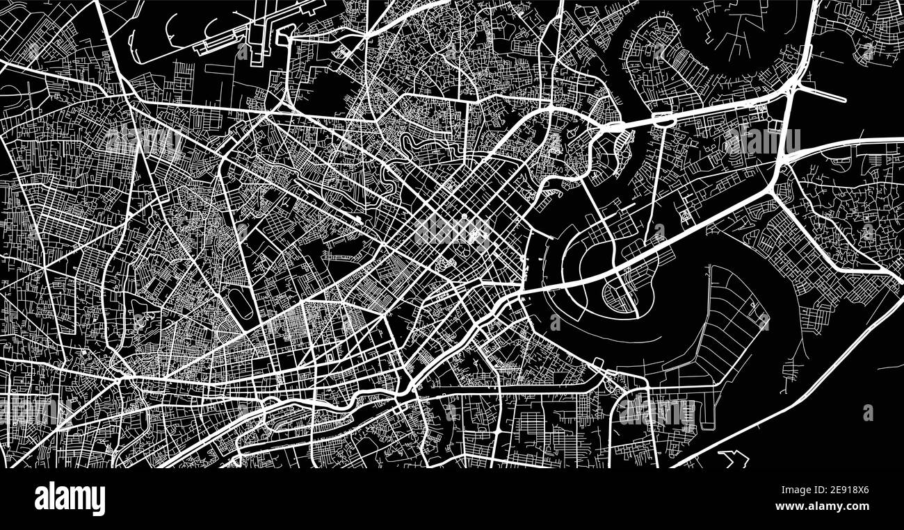 Vector aerial city road map of Ho Chi Minh, Vietnam Stock Vector Image ...