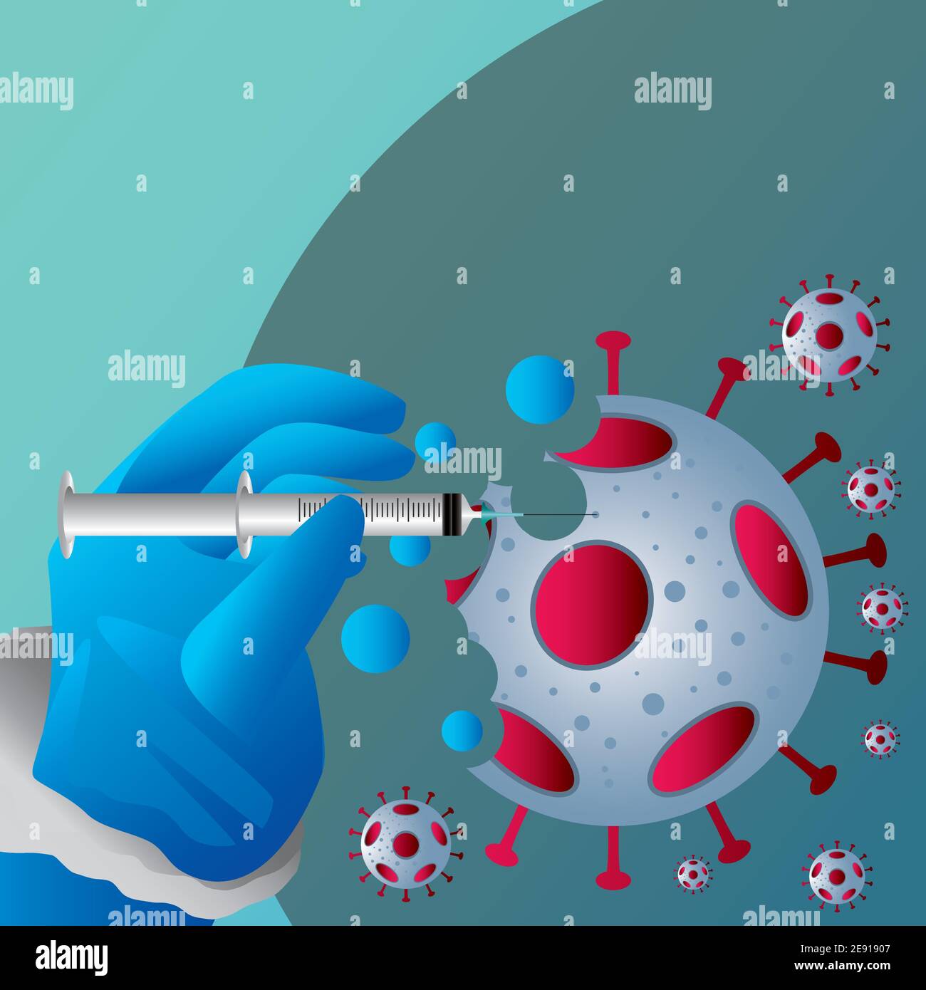 syringe of vaccine and needle injection on virus, protection against ...
