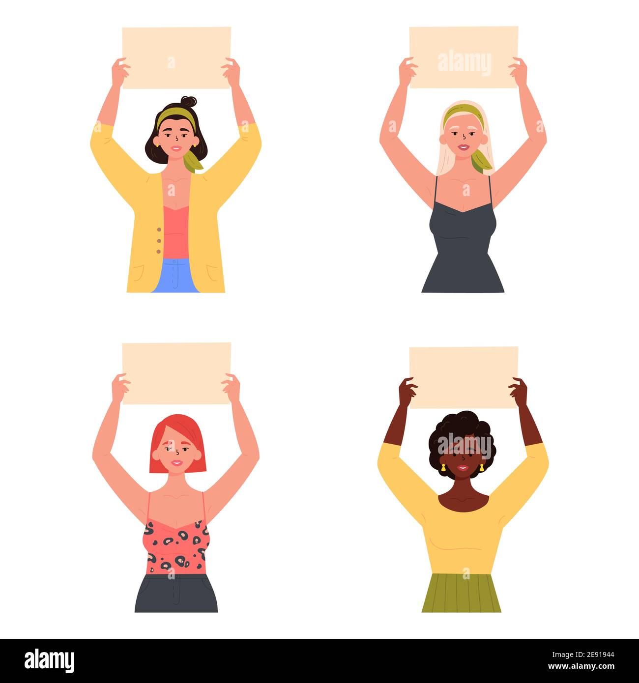 Girls holding a blank poster with place for text Stock Vector Image ...
