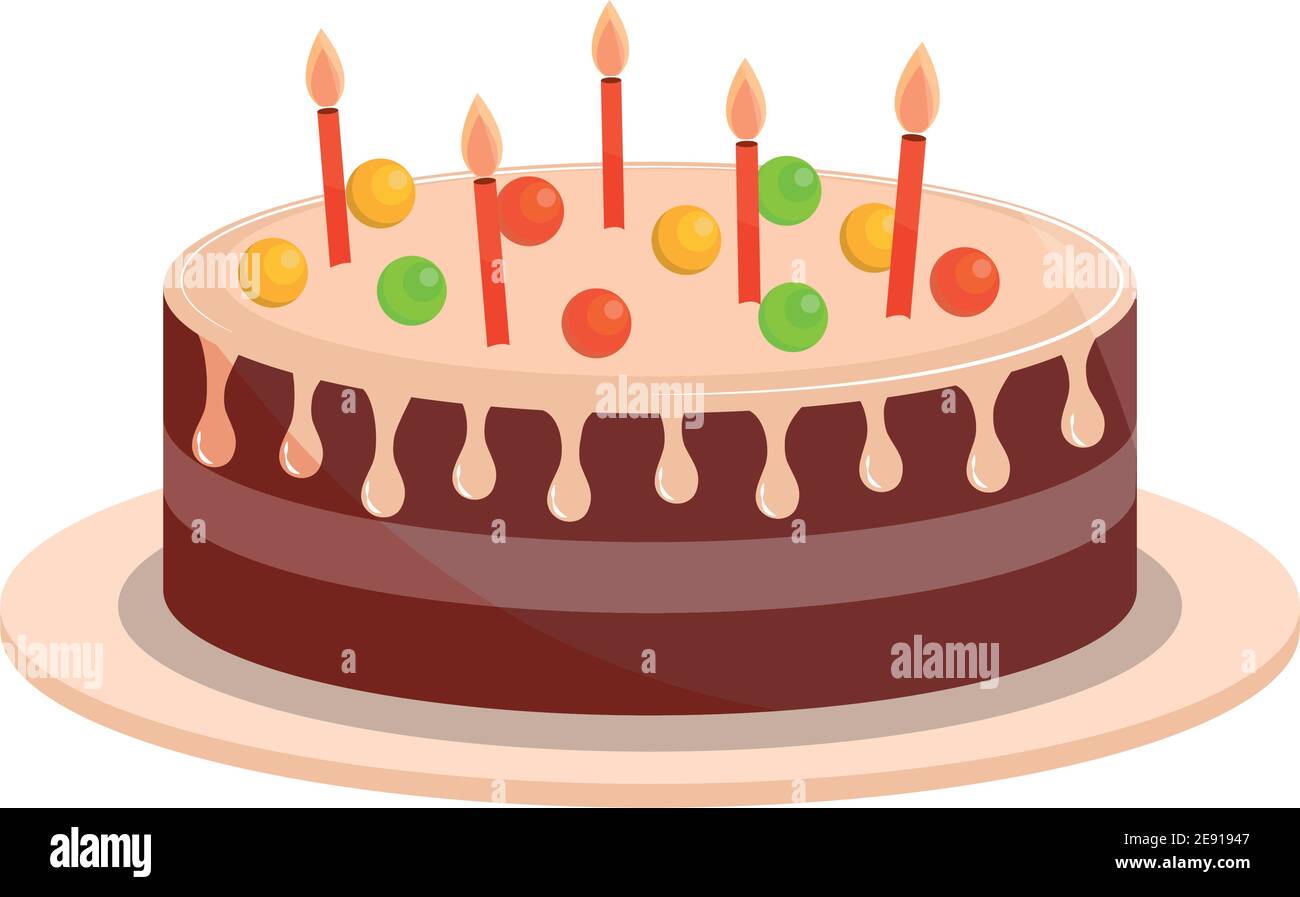 birthday cake with candles and sweet candies vector illustration Stock ...