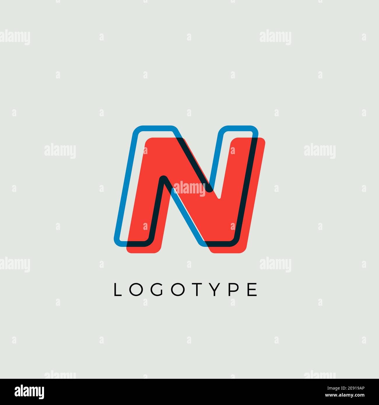 Stunning Letter N with 3d color contour, minimalist letter graphic for ...