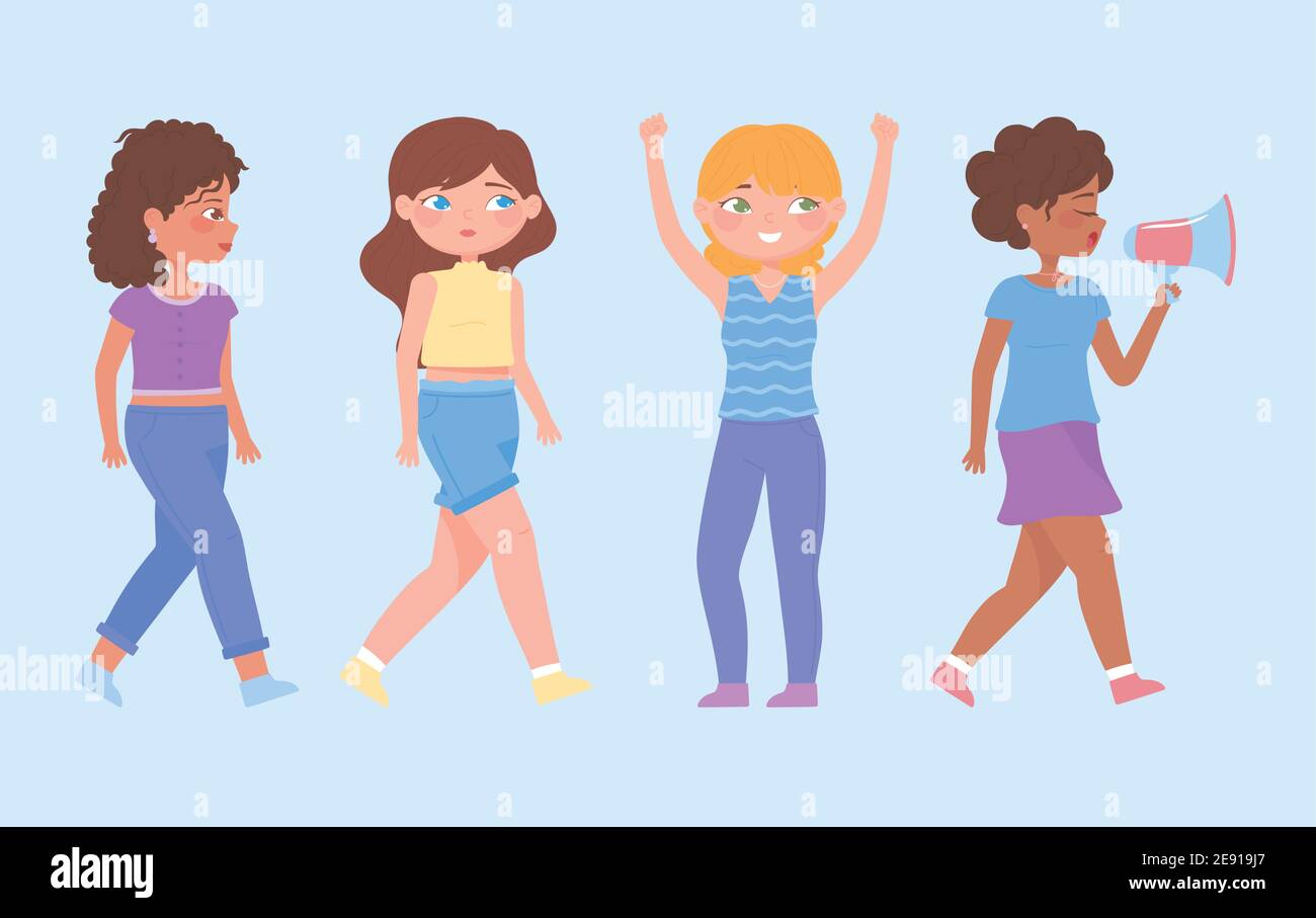 womens day, group female empowerment movement vector illustration Stock ...