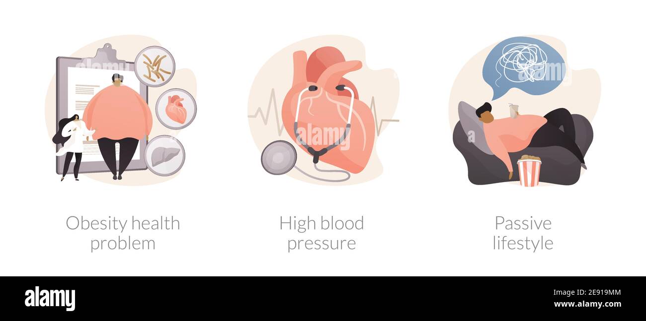 Inactive lifestyle problems abstract concept vector illustrations Stock ...