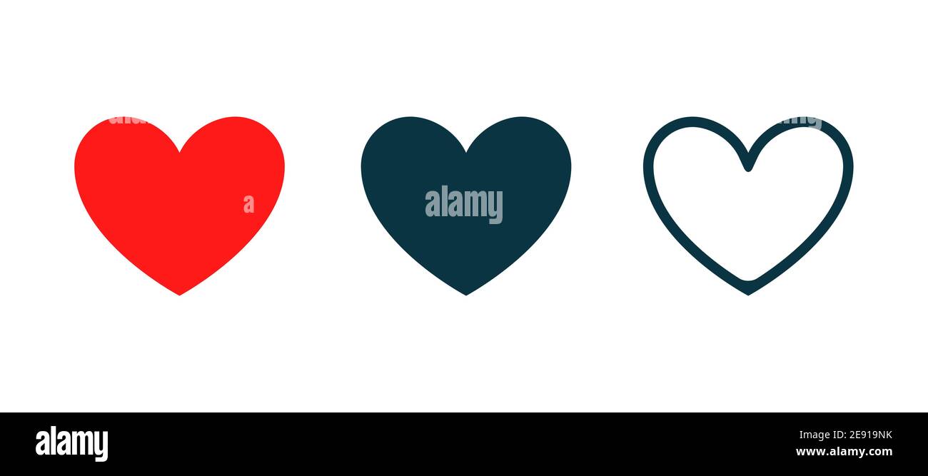 Heart vector shape love icon. Red heart set isolated abstract graphic ...