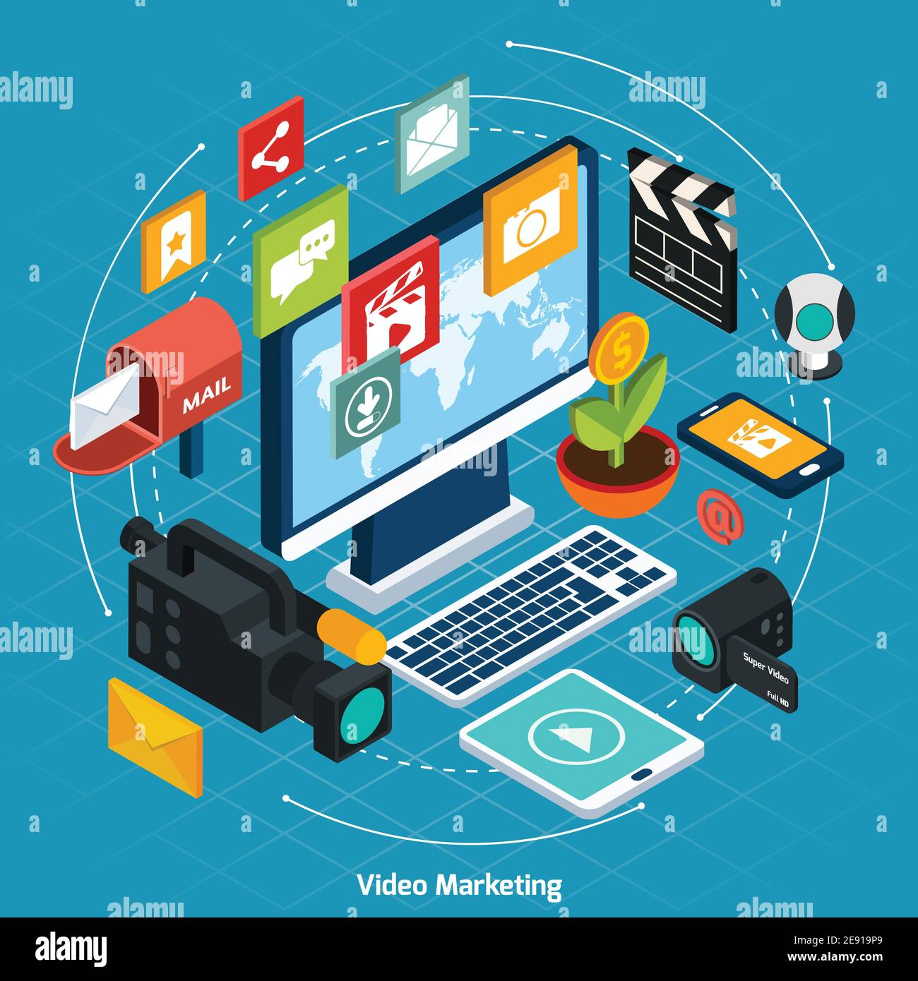 Isometric 3d icons networking Stock Vector Images - Alamy