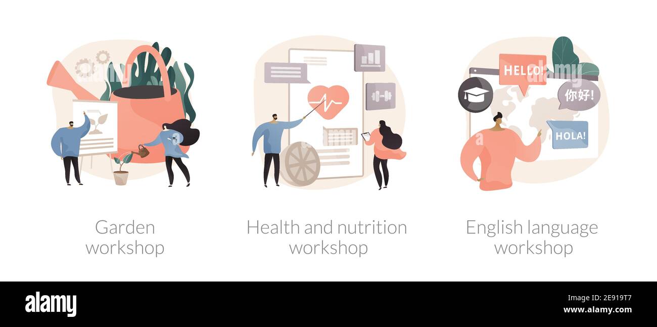 Training programs abstract concept vector illustrations Stock Vector ...