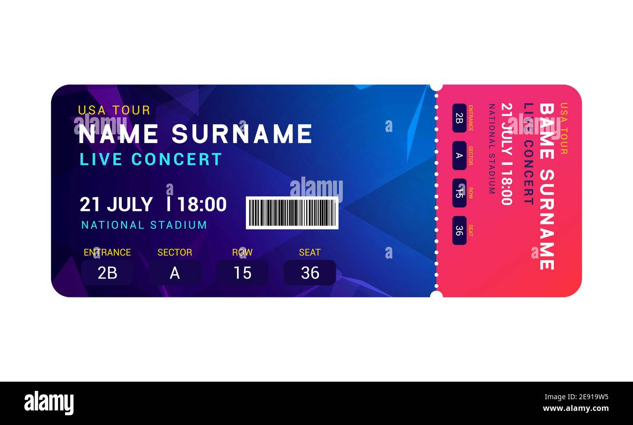 Music event concert ticket template. Ticket party design flyer pass ...