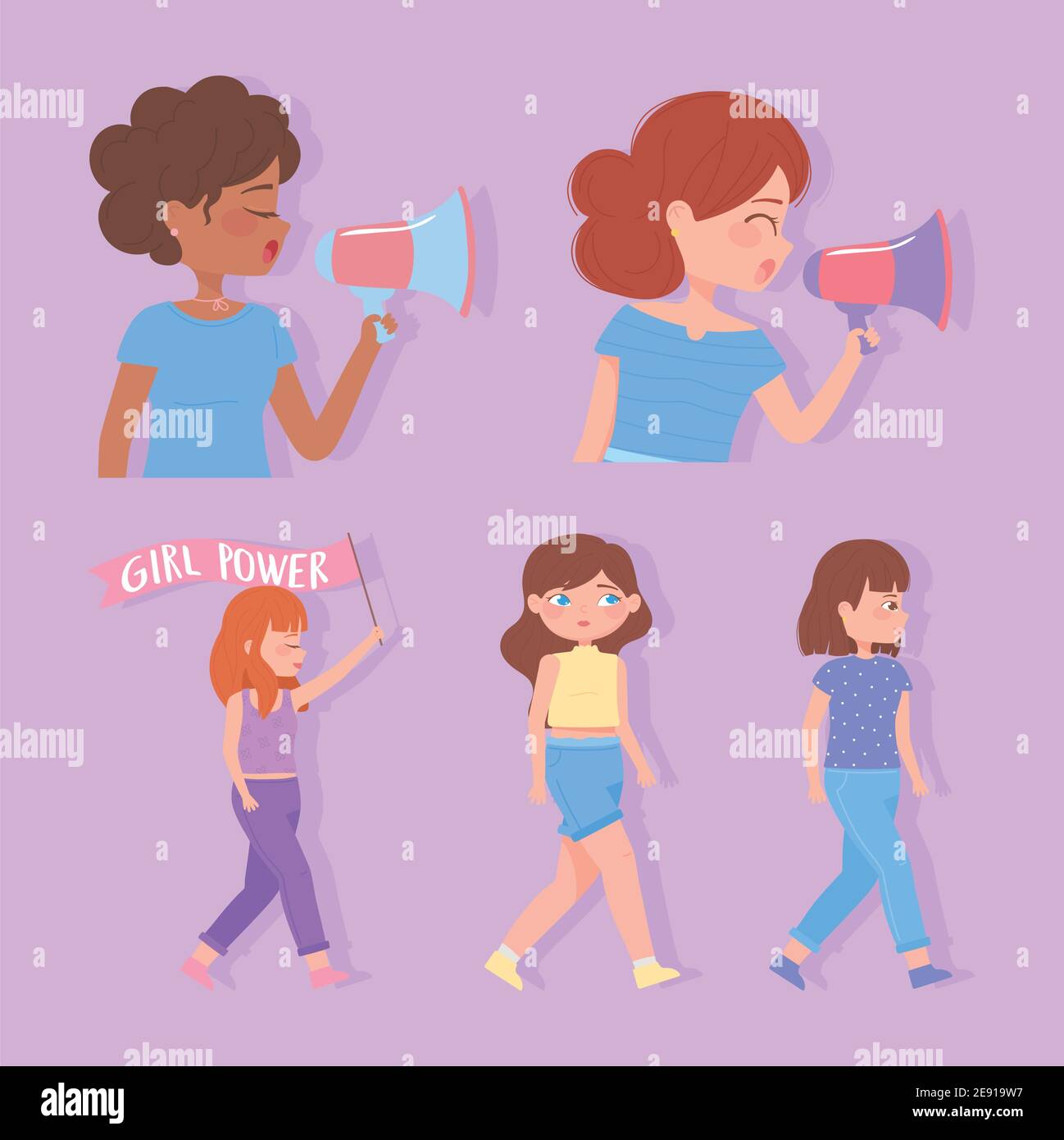 womens day, strong girls struggle for freedom vector illustration Stock ...