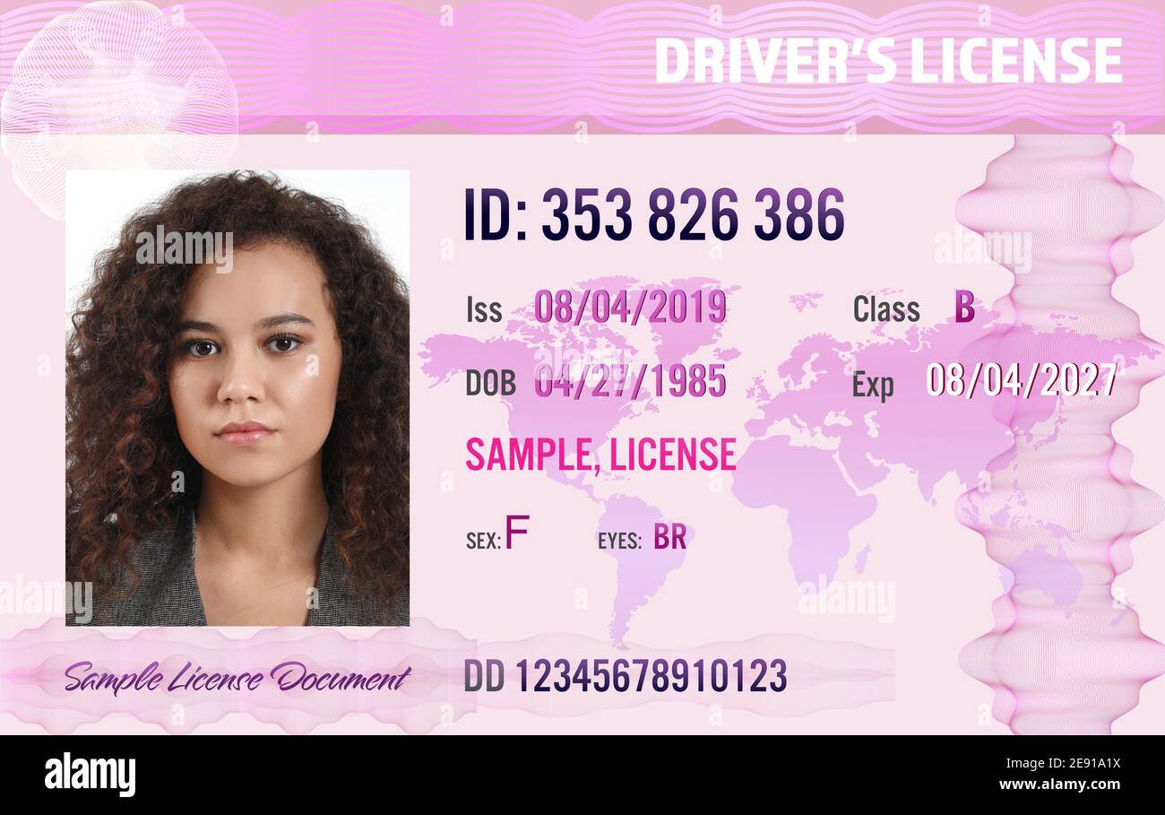 Sample of modern driver's license, front view Stock Photo - Alamy