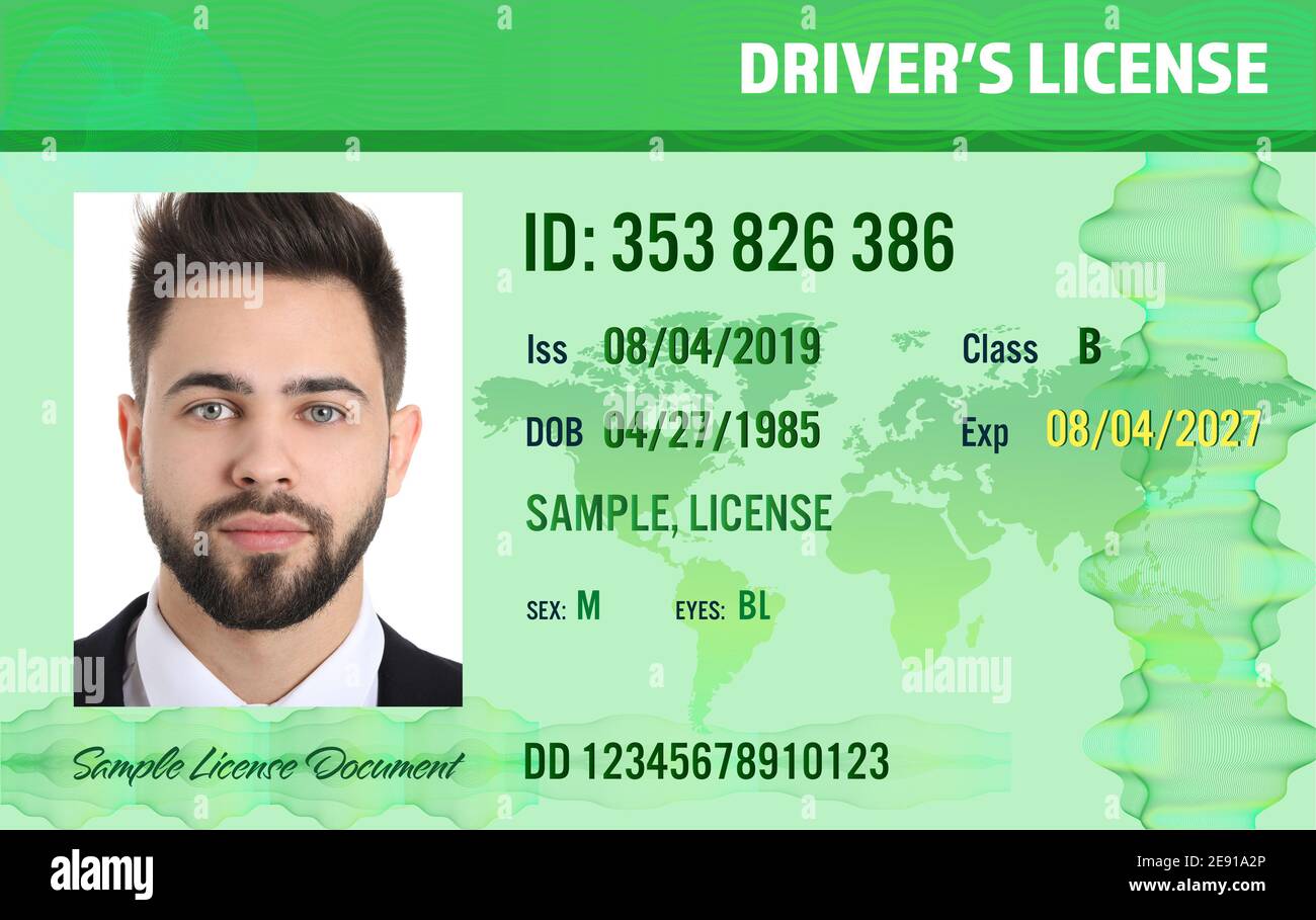 Sample of modern driver's license, front view Stock Photo - Alamy
